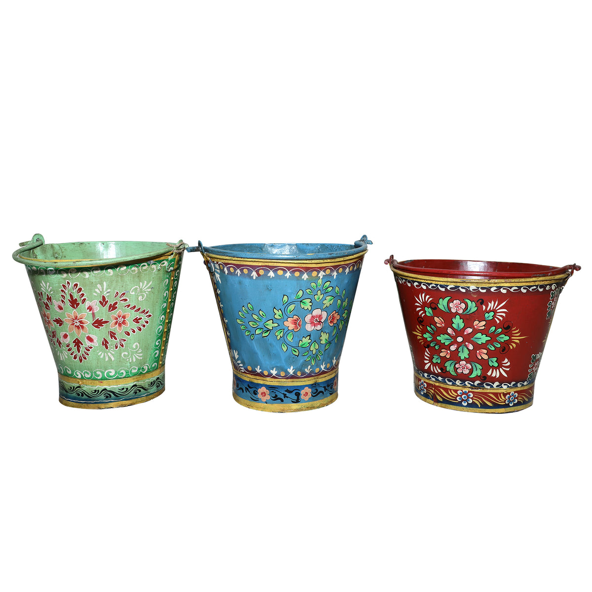 Set of 3 Hand Painted Canal Barge Buckets – Sarru Home